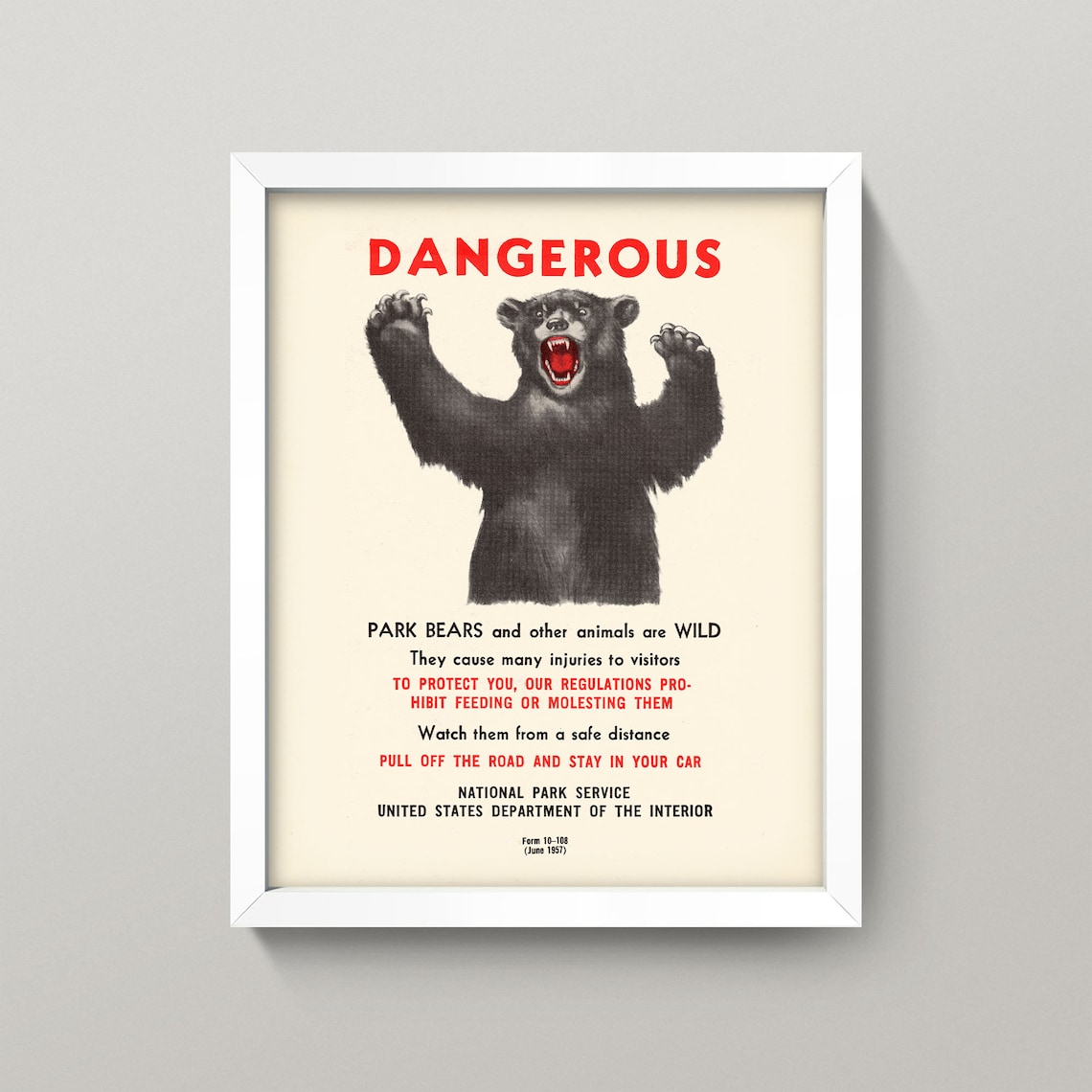 Dangerous Vintage Bear Print or Poster Vintage Bear Warning - Etsy