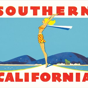 Vintage Southern California Print • Mid-century California Poster • 2 ...