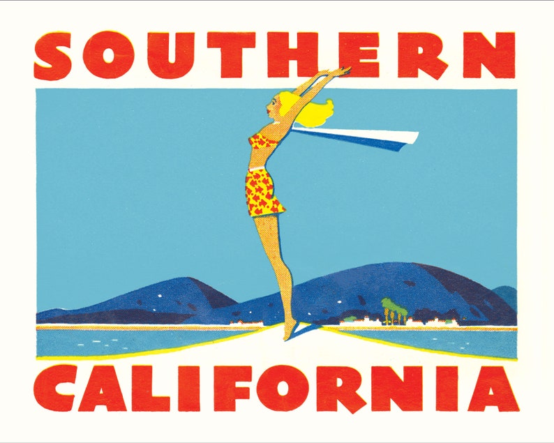 Vintage Southern California Print • Mid-century California Poster • 2 ...