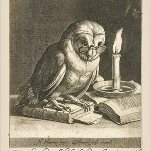 Vintage Wise Owl Print • Candlelight Reading Poster • 4 Sizes! • Gift ...