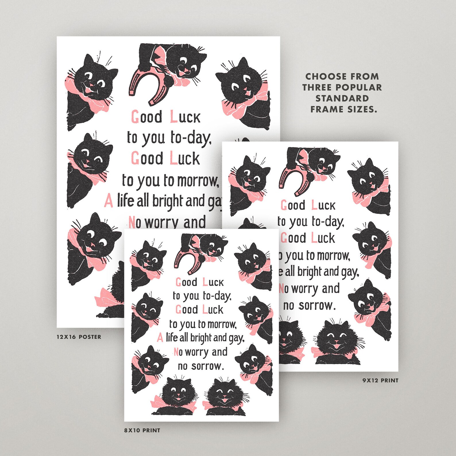 Good Luck Print Antique Cat Poem 3 Sizes Cute Vintage - Etsy