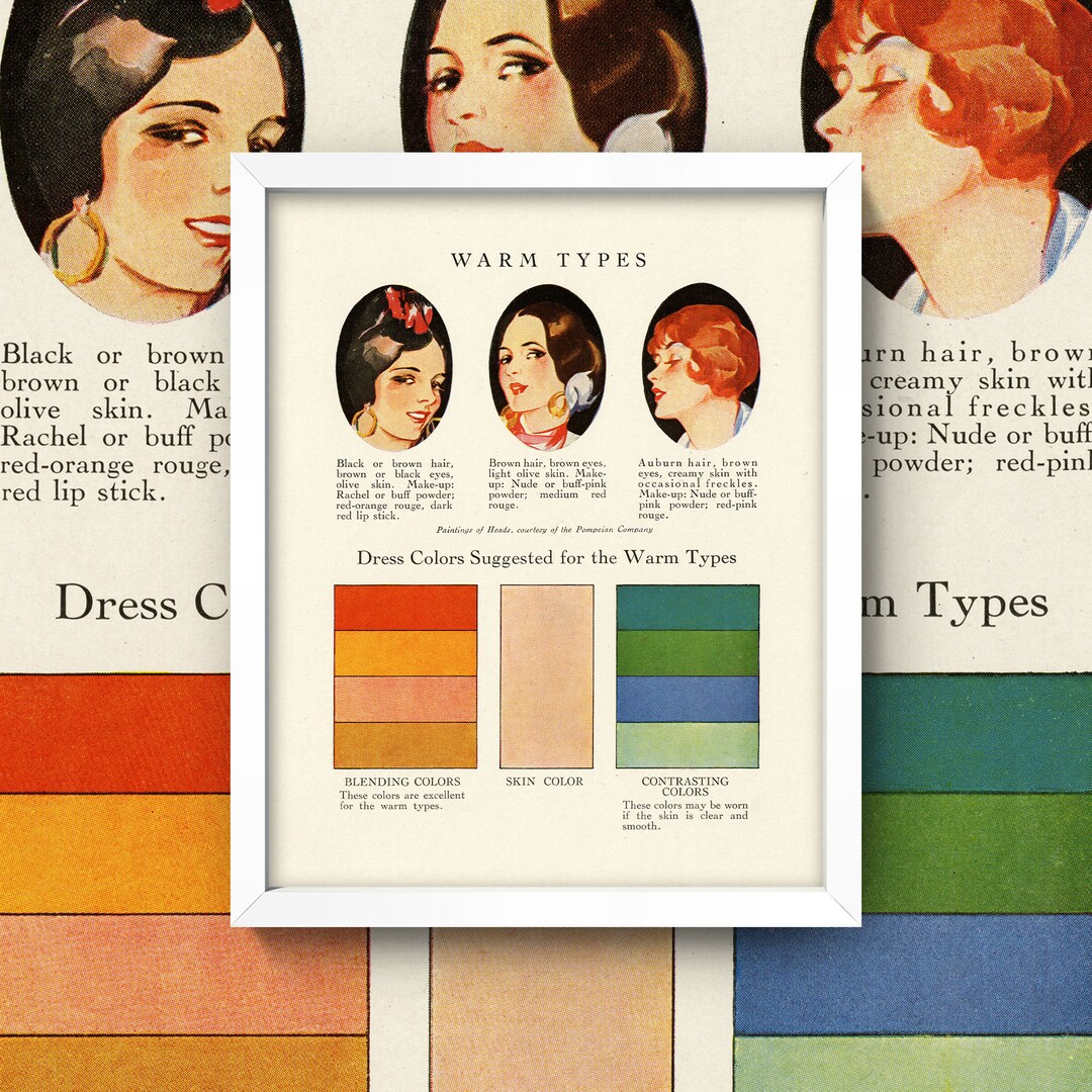 Vintage Beauty Chart "warm Types" • 8x10 Print • Colorful Bathroom Art ...