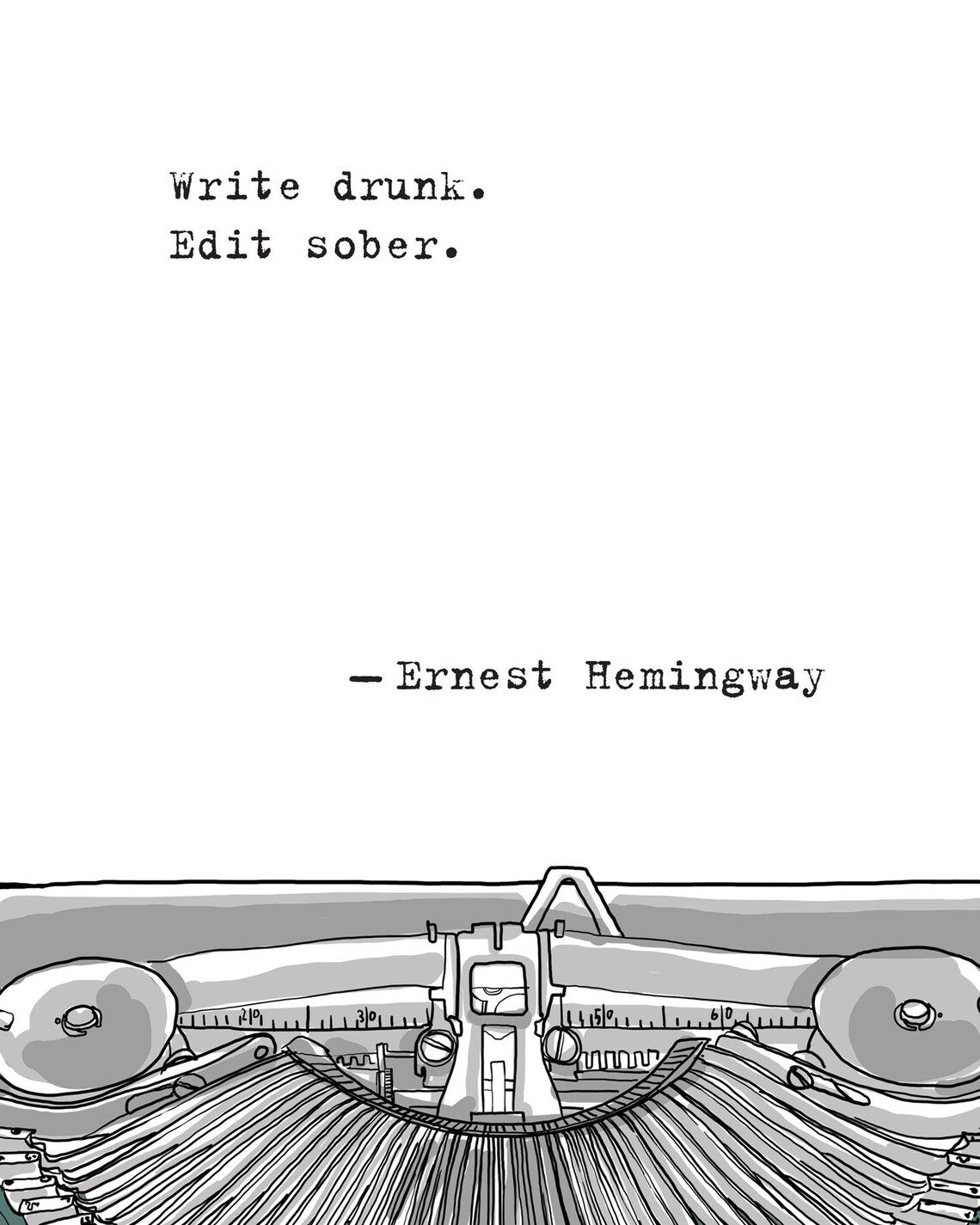 Hemingway write Drunk. Edit Sober. Quote 8x10 Wall Art / - Etsy