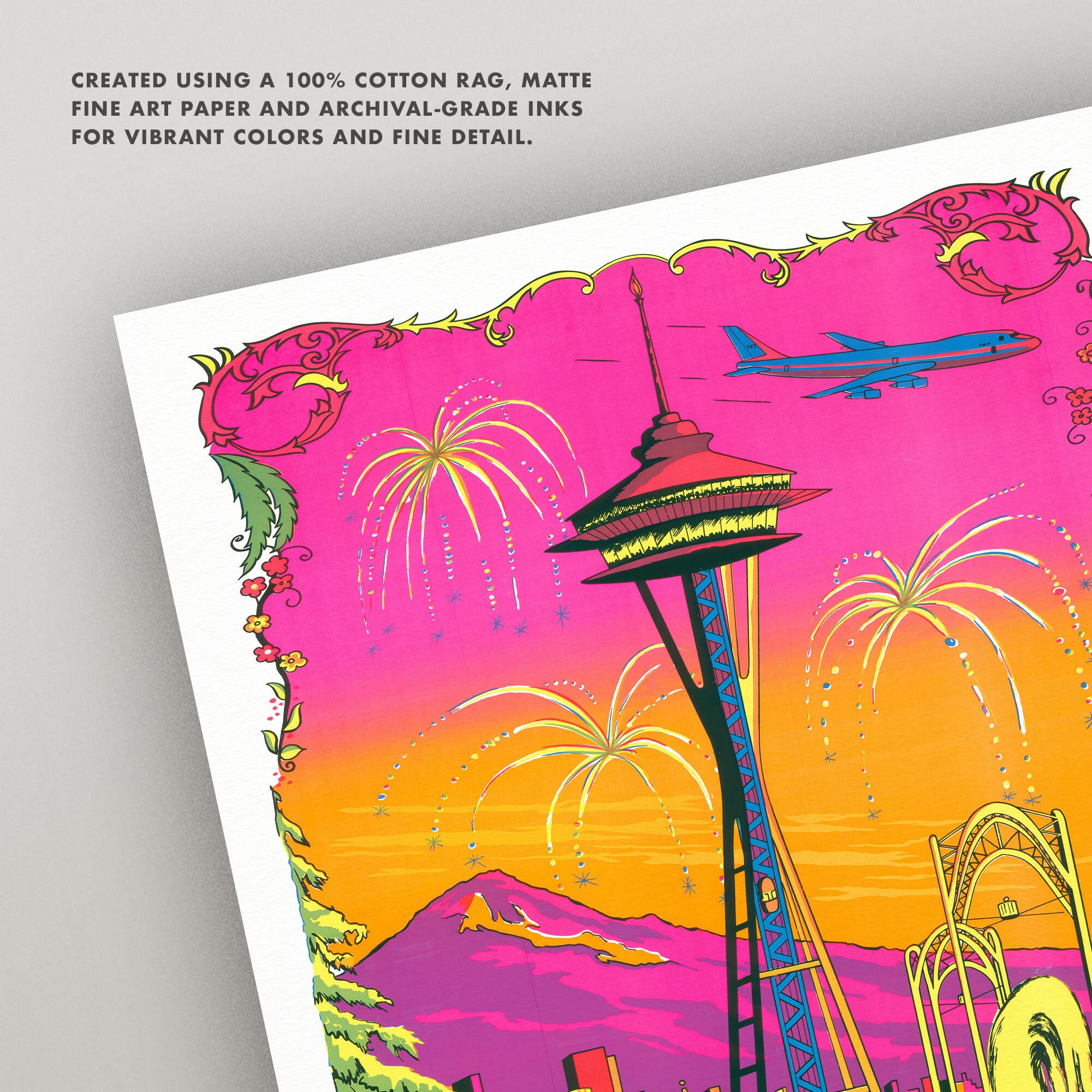 Seattle Space Needle Poster • Vintage Psychedelic Seattle Print • 5 ...