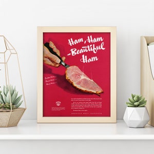 Ham Print • Vintage Ham Ad • 4 Sizes! • Fun Retro Art for a Ham Lover ...