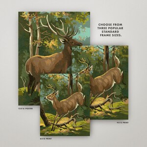 Vintage Paint-by-numbers Deer Painting Set • 3 Sizes! • Deer Print ...
