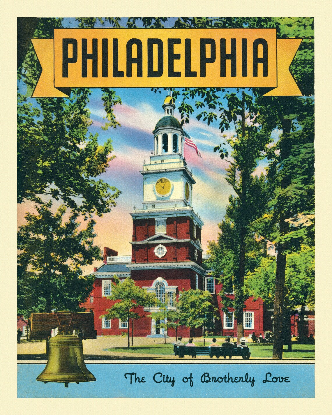 Vintage Philadelphia Print Antique Philly Poster 4 Sizes - Etsy