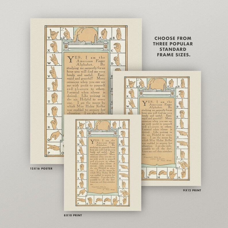 Sign Language Print Gorgeous Antique Sign Language Chart - Etsy
