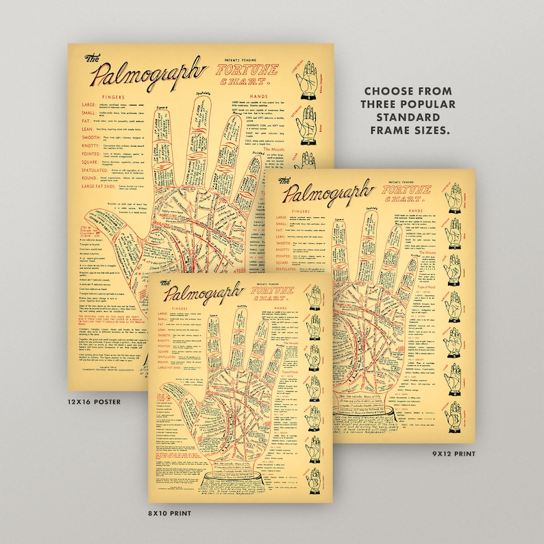 Buy Vintage Palmistry Chart 5 Sizes Fortune Telling Online in India - Etsy