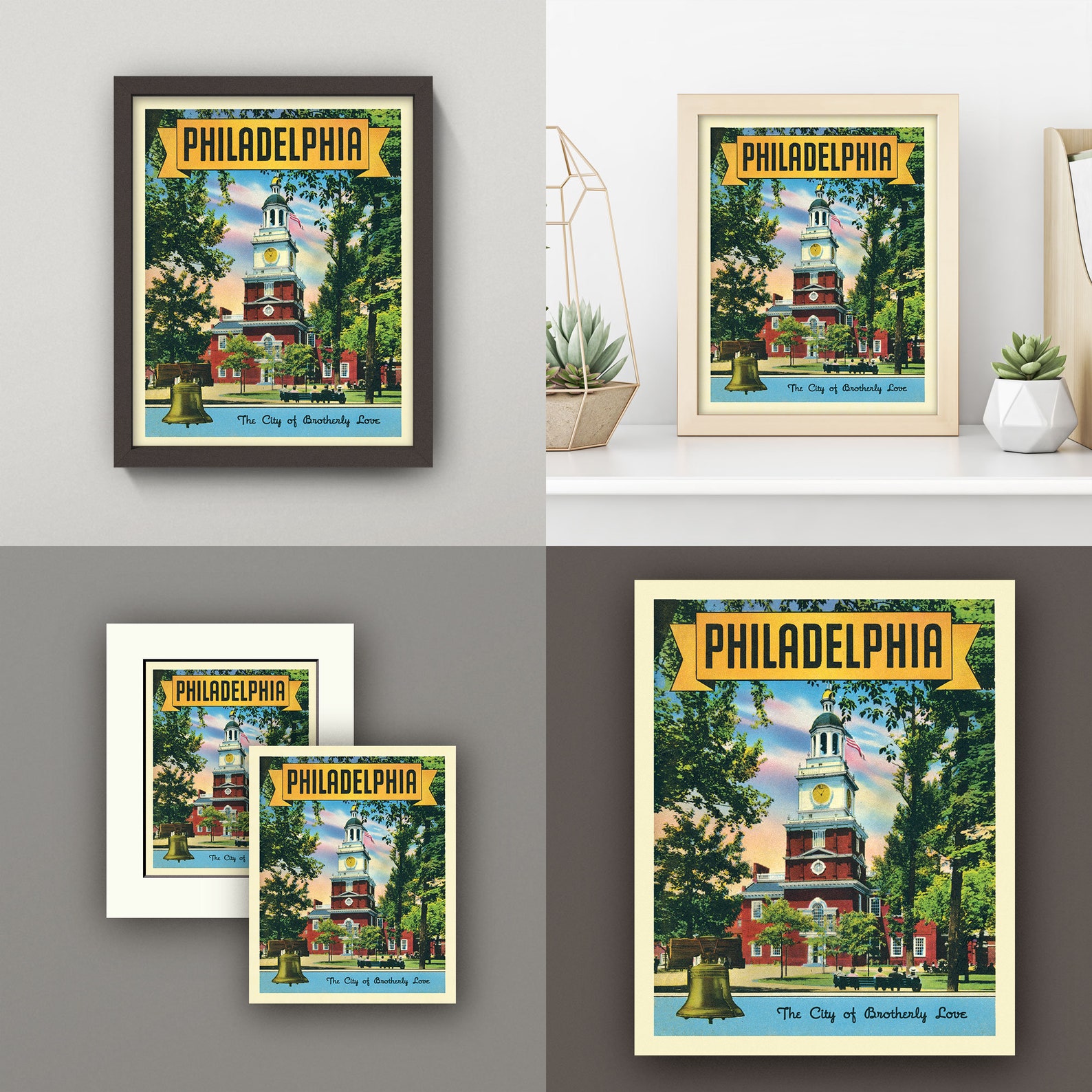 Vintage Philadelphia Print Antique Philly Poster 4 Sizes | Etsy