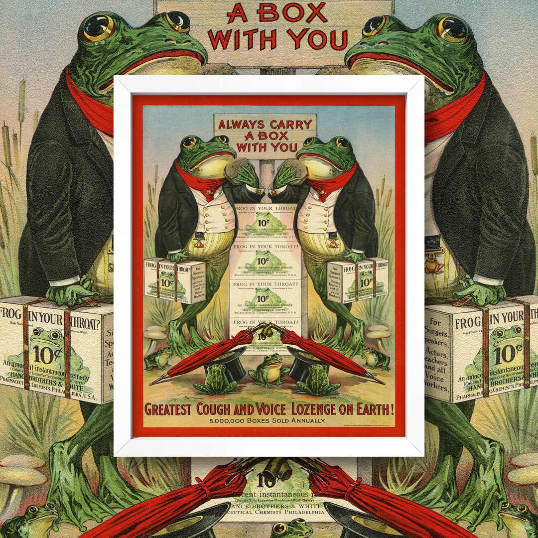 Vintage Frog Print • Antique Frog Wall Art • Anthropomorphic Frog • 4 ...