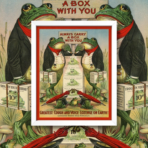 Vintage Frog Print Antique Frog Wall Art Anthropomorphic - Etsy
