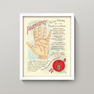 Palmistry Print • Vintage Palmistry Fortune Telling Wall Art • 4 Sizes ...