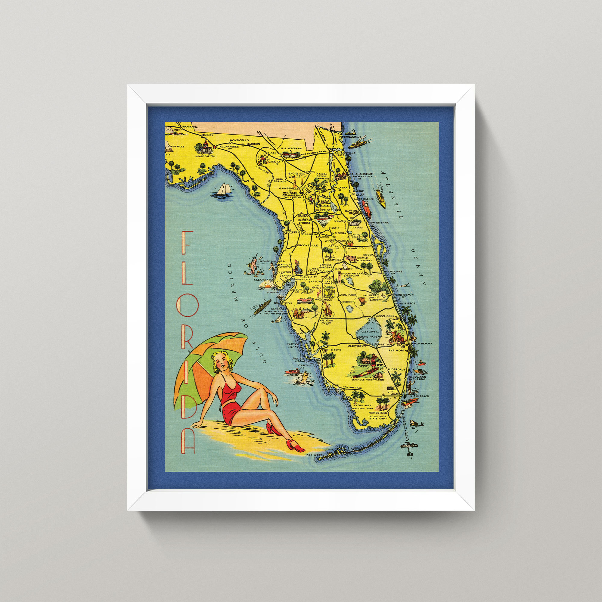 Vintage Florida Print Retro Florida Poster 4 Sizes | Etsy