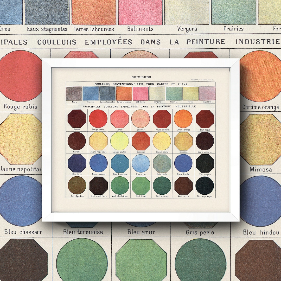 Vintage French Color Chart • Antique Color Chart • 4 Sizes! • Oil Paint ...