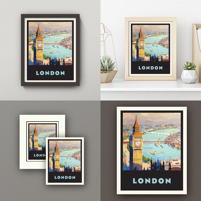 London Print Wall Art • 3 Sizes: 8X10, 9X12, 12X16 • Vintage Travel ...