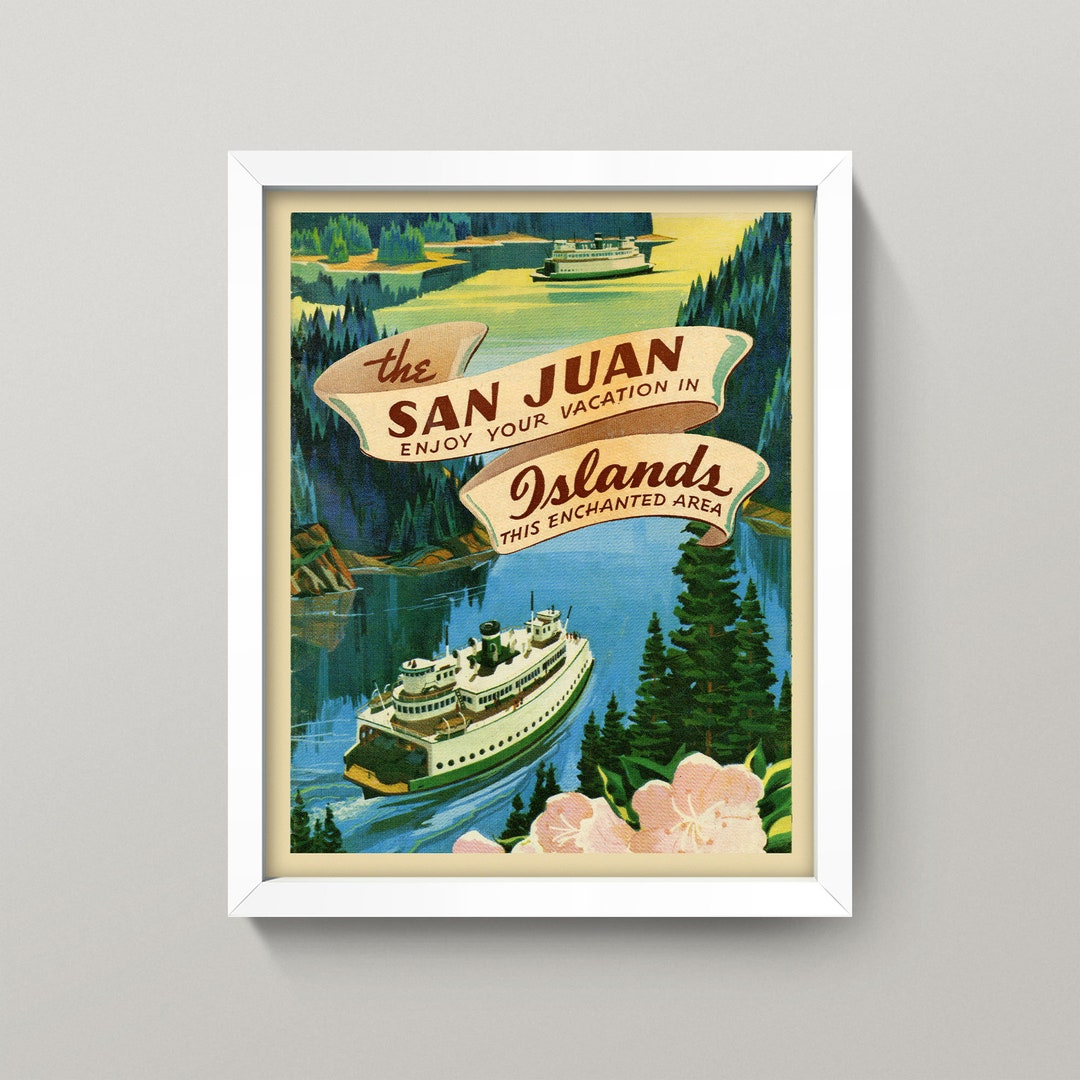 San Juan Islands Print • Vintage San Juans Poster • 4 Sizes! • San Juan ...