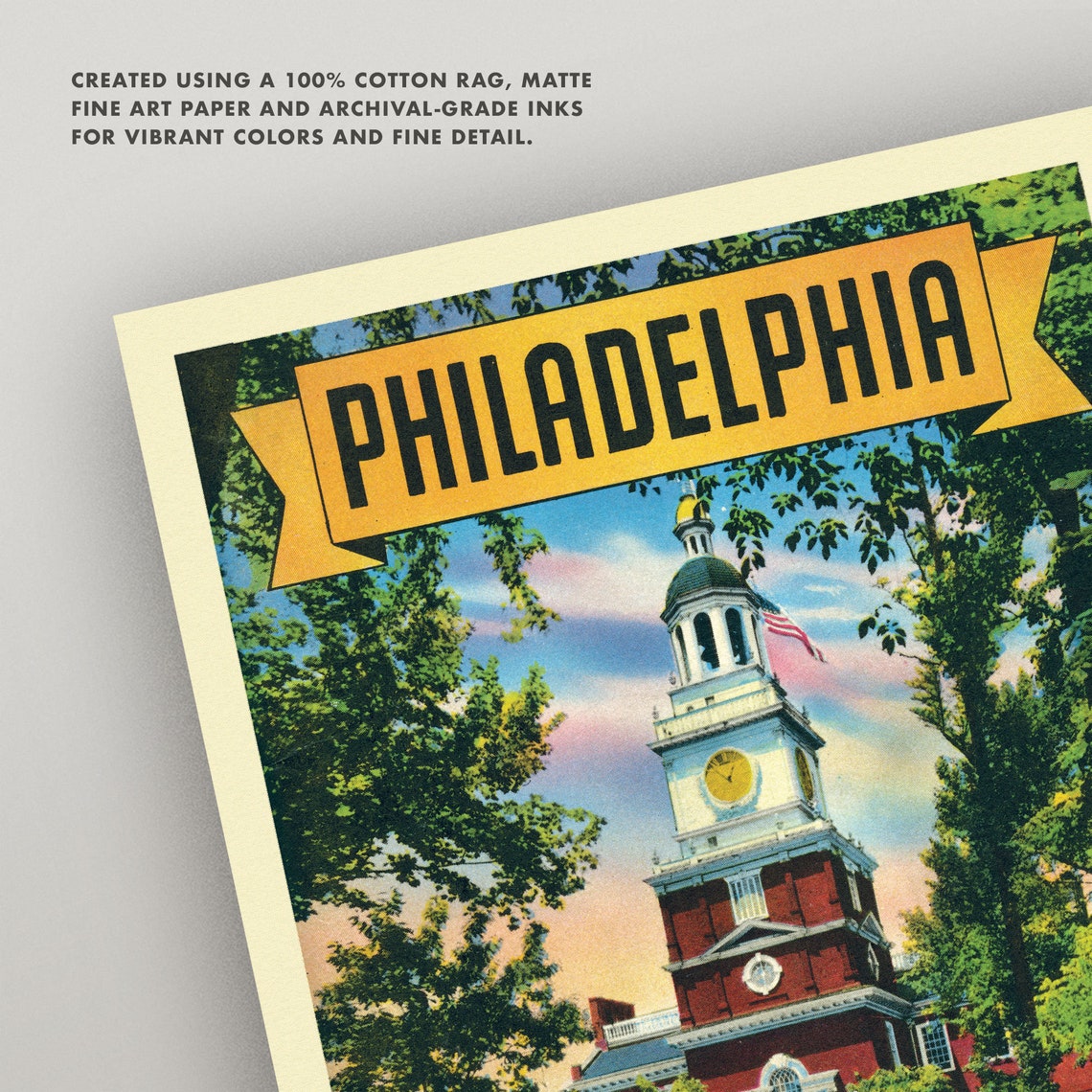 Vintage Philadelphia Print Antique Philly Poster 4 Sizes | Etsy