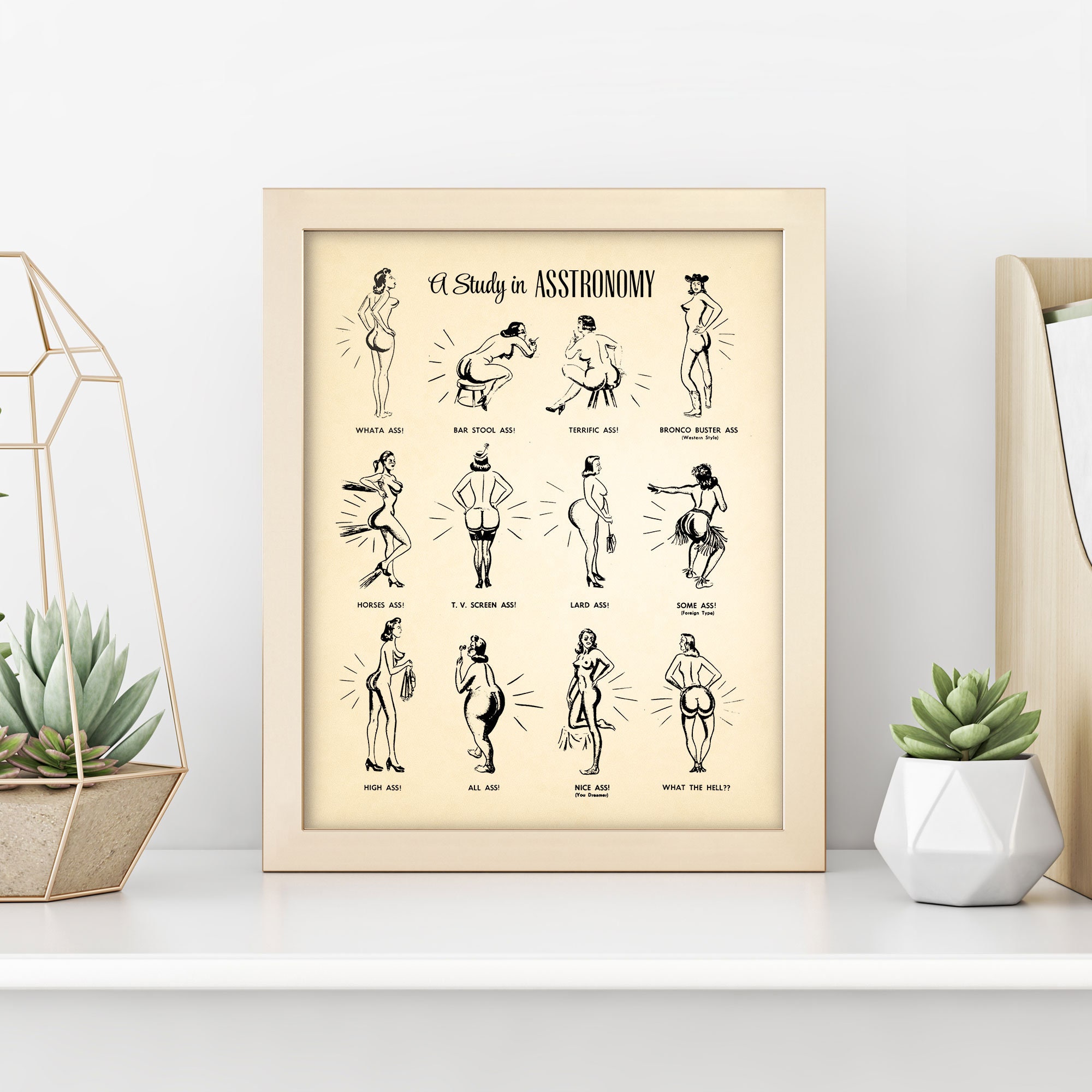 Asstronomy! Butt Types Print • Vintage Bathroom Art • 3 Sizes! • Choose ...