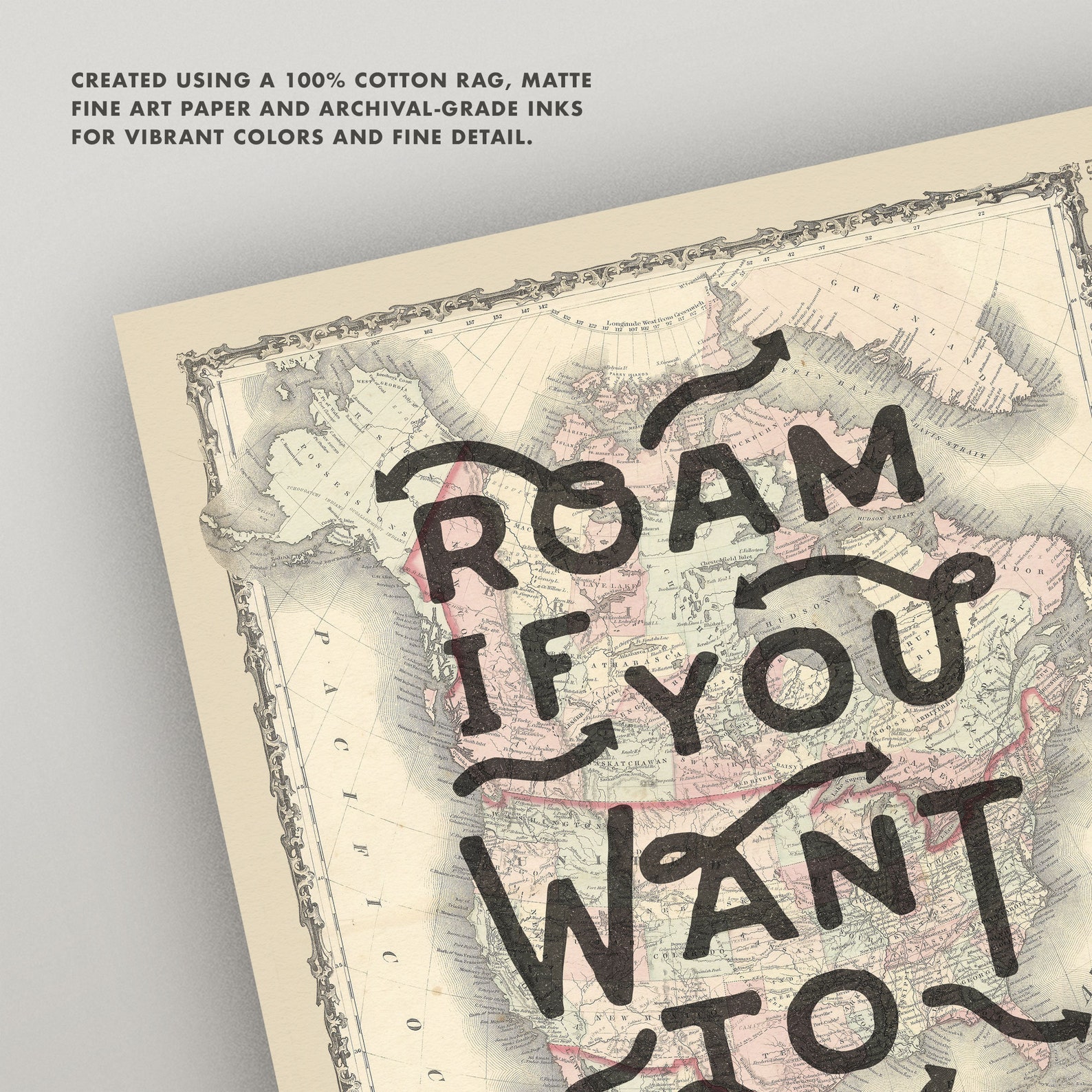 B-52s roam Travel Quote on Antique Map of North America - Etsy