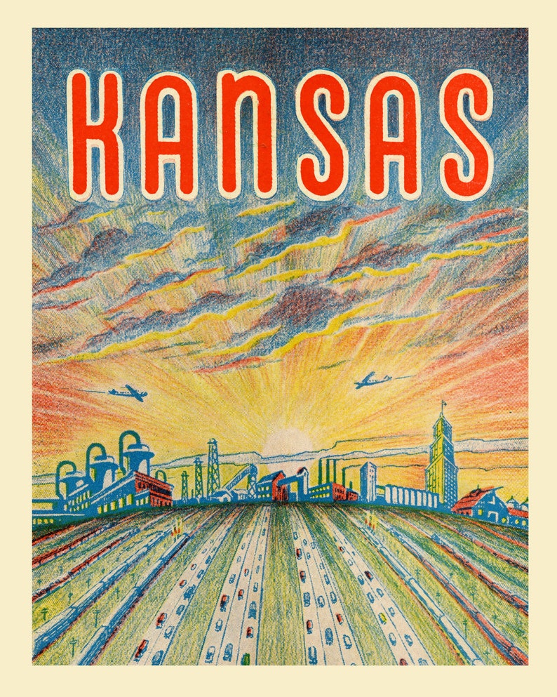 Vintage Kansas Print Kansas Poster Kansas Wall Art 4 | Etsy