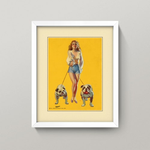 Bulldogs Print Vintage Pin-up Walking Dogs 8X10 Print - Etsy