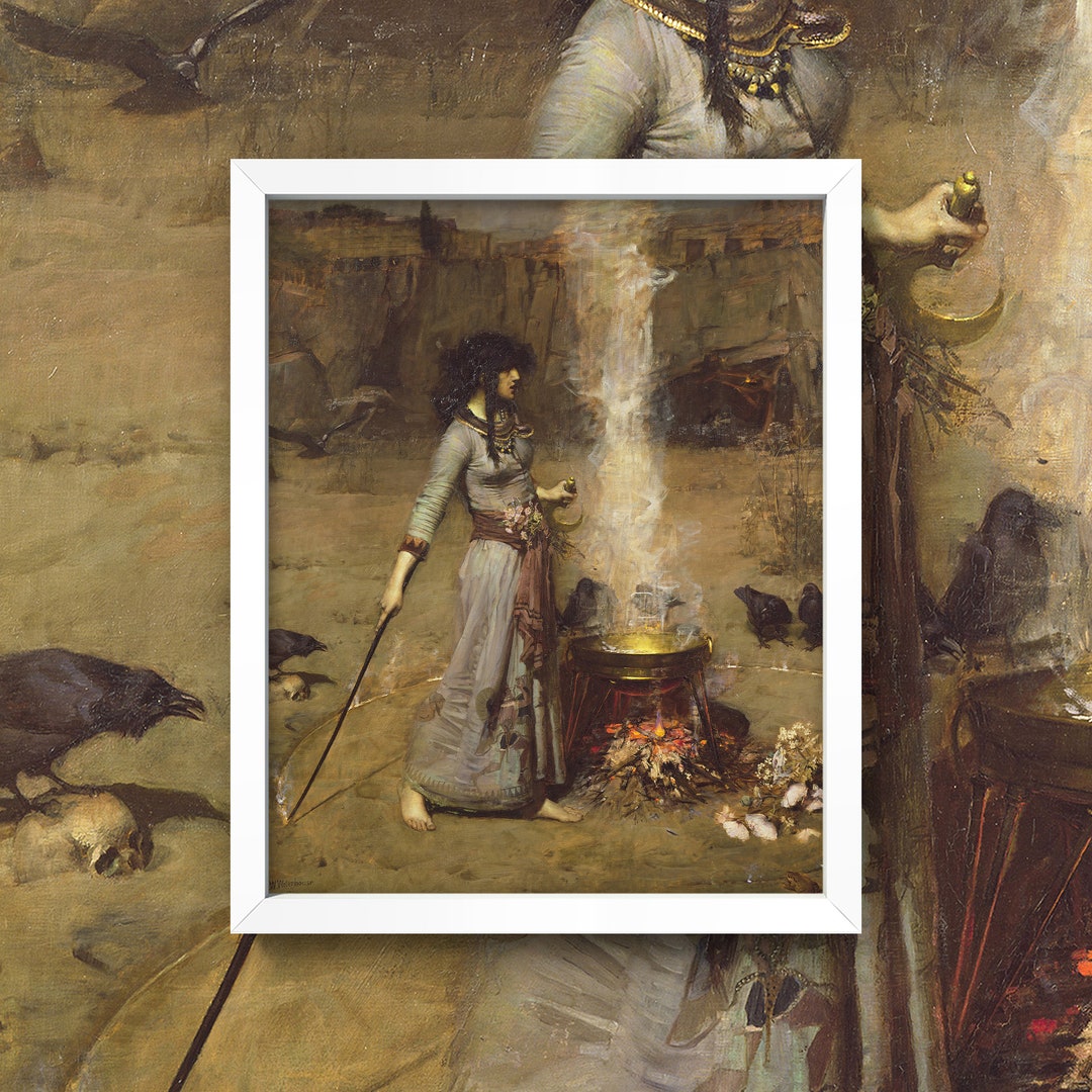 The Magical Circle • John Waterhouse Witch Oil Painting • Vintage Witch ...
