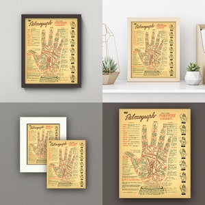 Vintage Palmistry Chart • 5 Sizes! • Fortune Telling Cheiromancy Occult ...