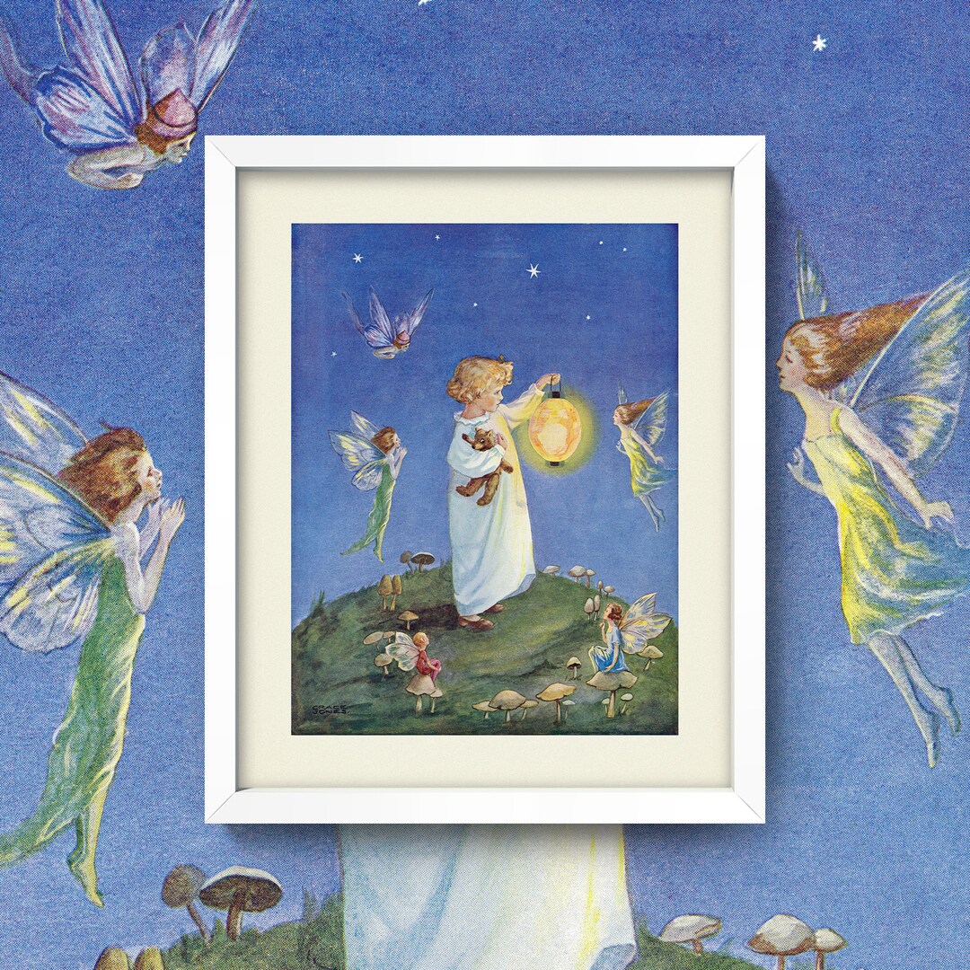 Lantern Fairy Print • Antique Night Sky Fairies Poster • 4 Sizes ...