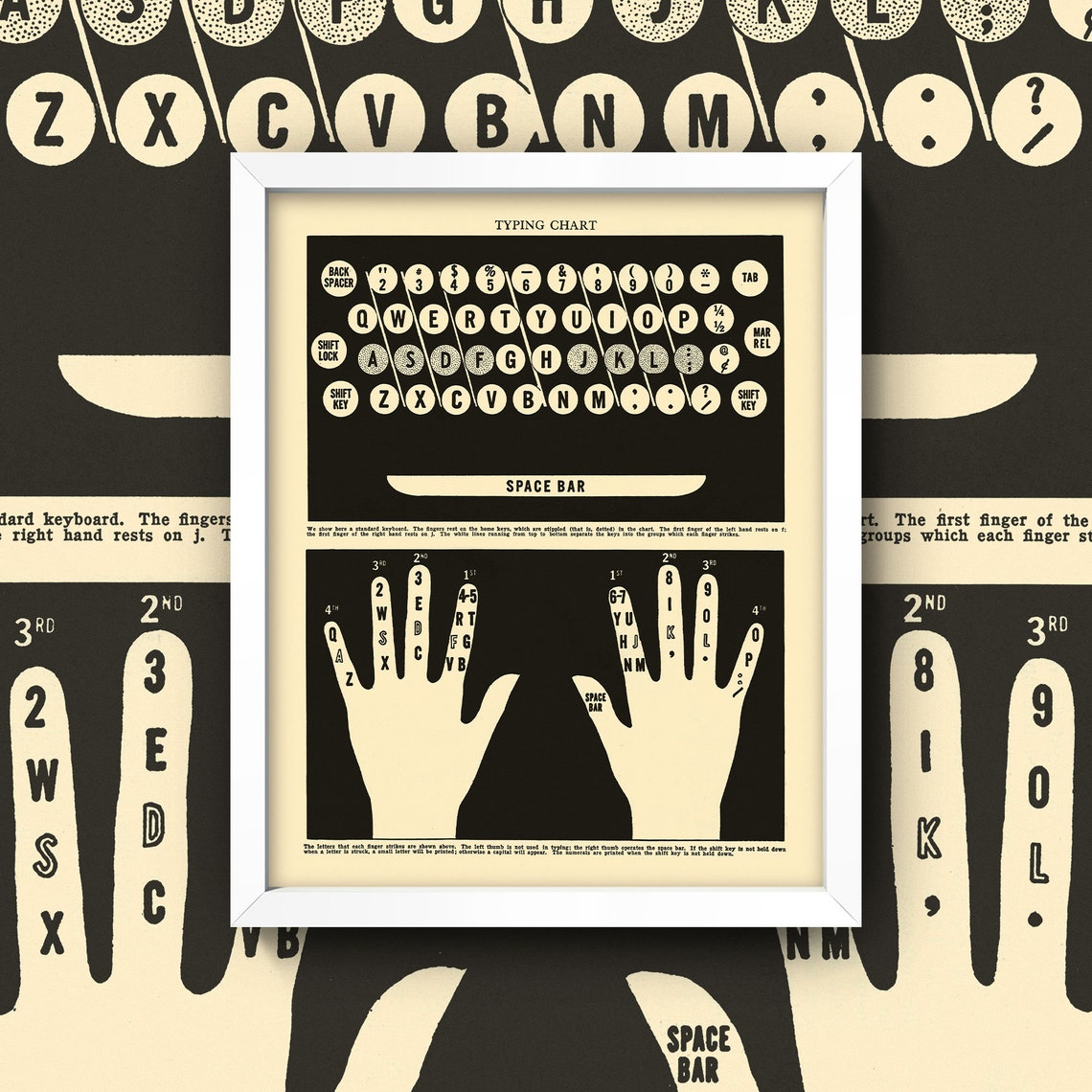 Typing Chart • Typewriter Print / Wall Art • Vintage Typewriter Chart ...
