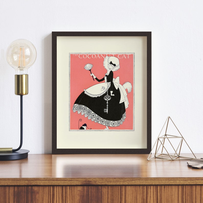 Coconut Cat Print Vintage Cat Wall Art 3 Sizes Pink Cat - Etsy