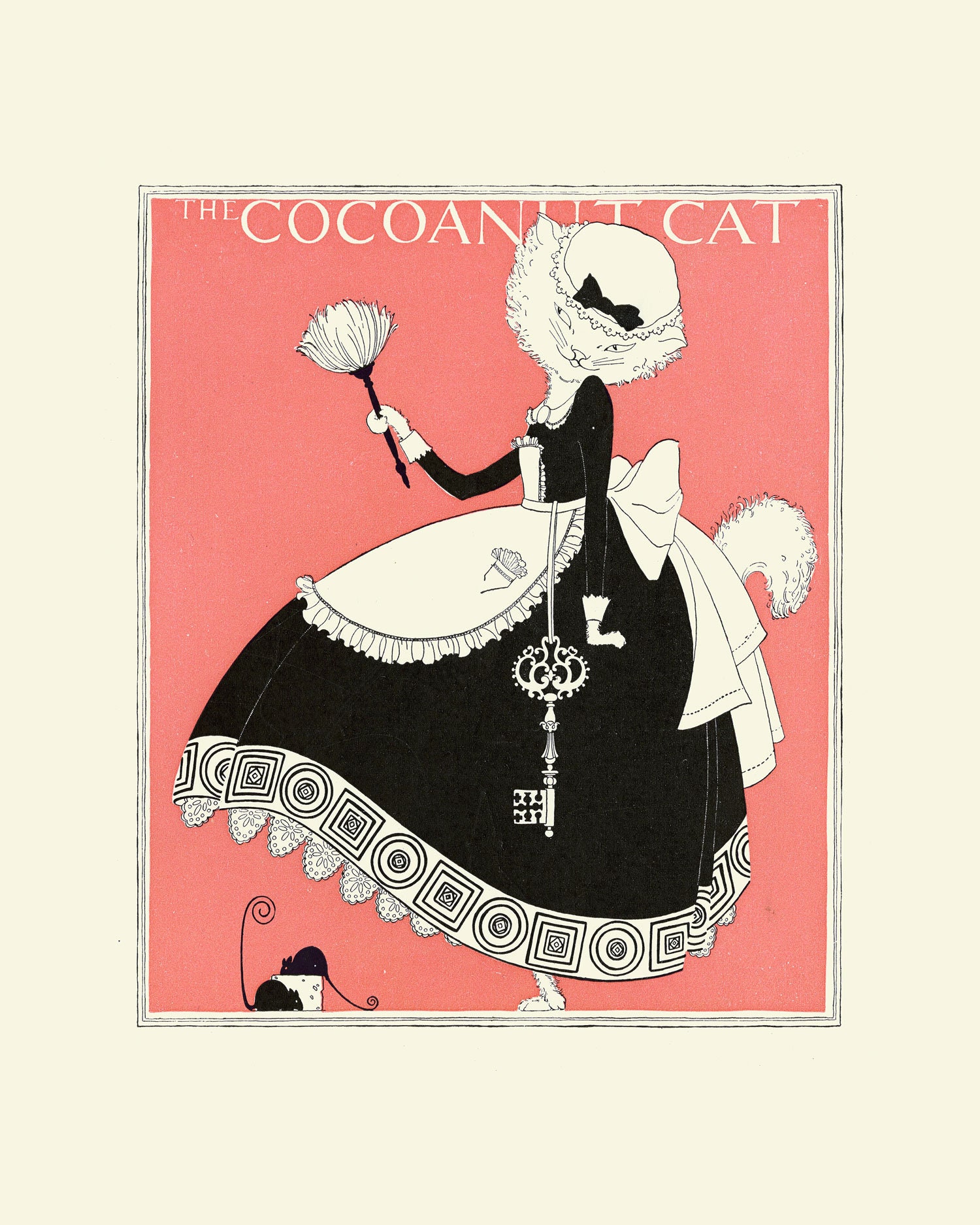 Coconut Cat Print Vintage Cat Wall Art 3 Sizes Pink Cat | Etsy