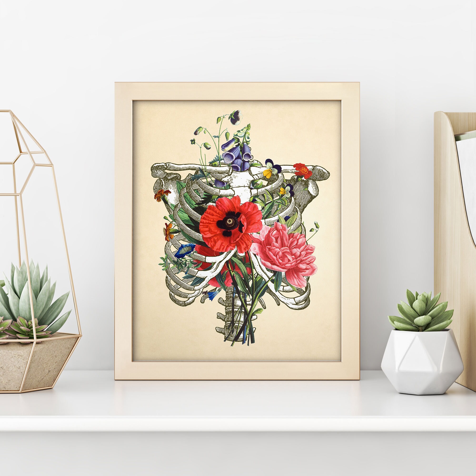 Rib Cage & Vintage Rib Cage and Flowers Collage 4 Sizes | Etsy