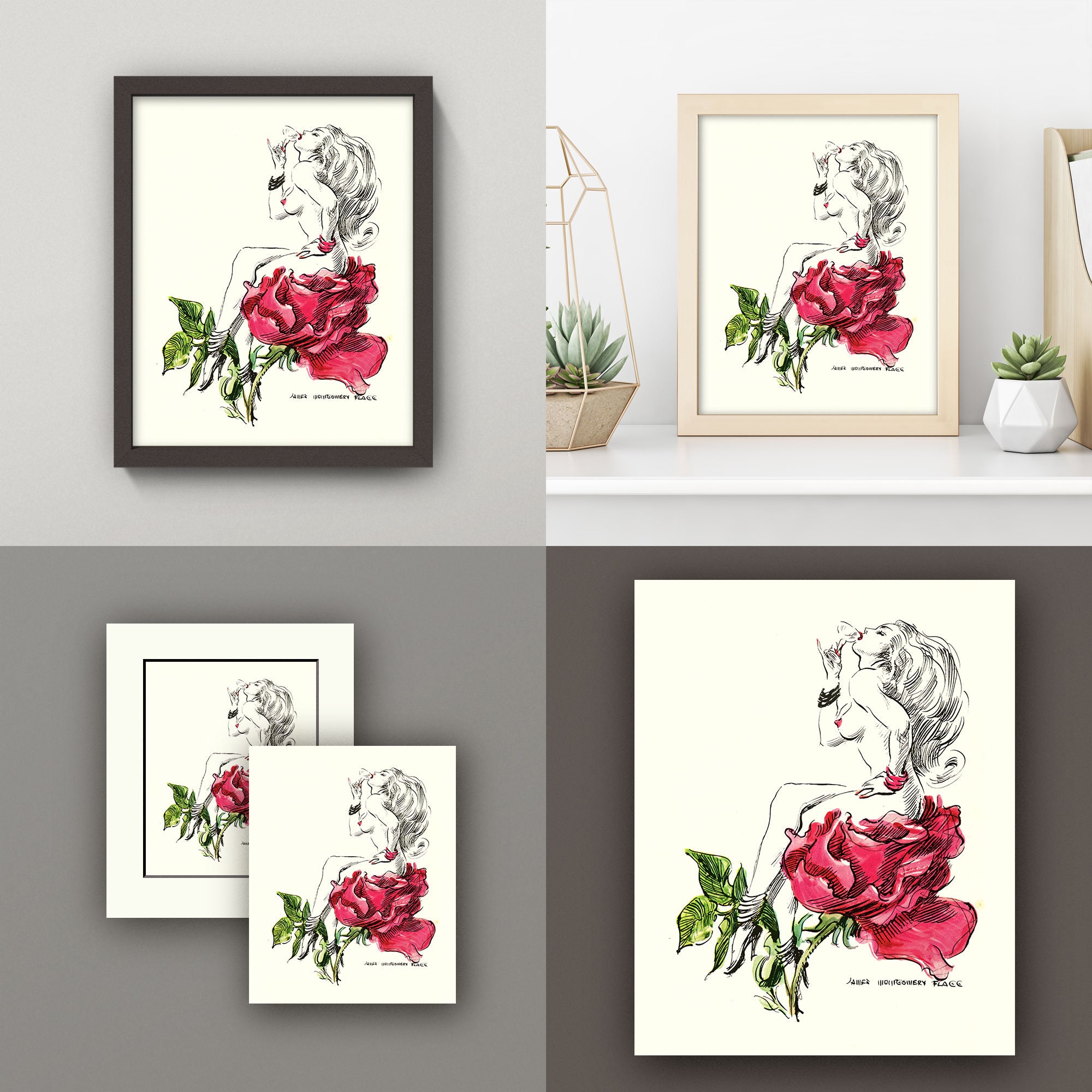 Vintage Pin Up Cocktail Print Pin Up Wall Art 4 Sizes | Etsy