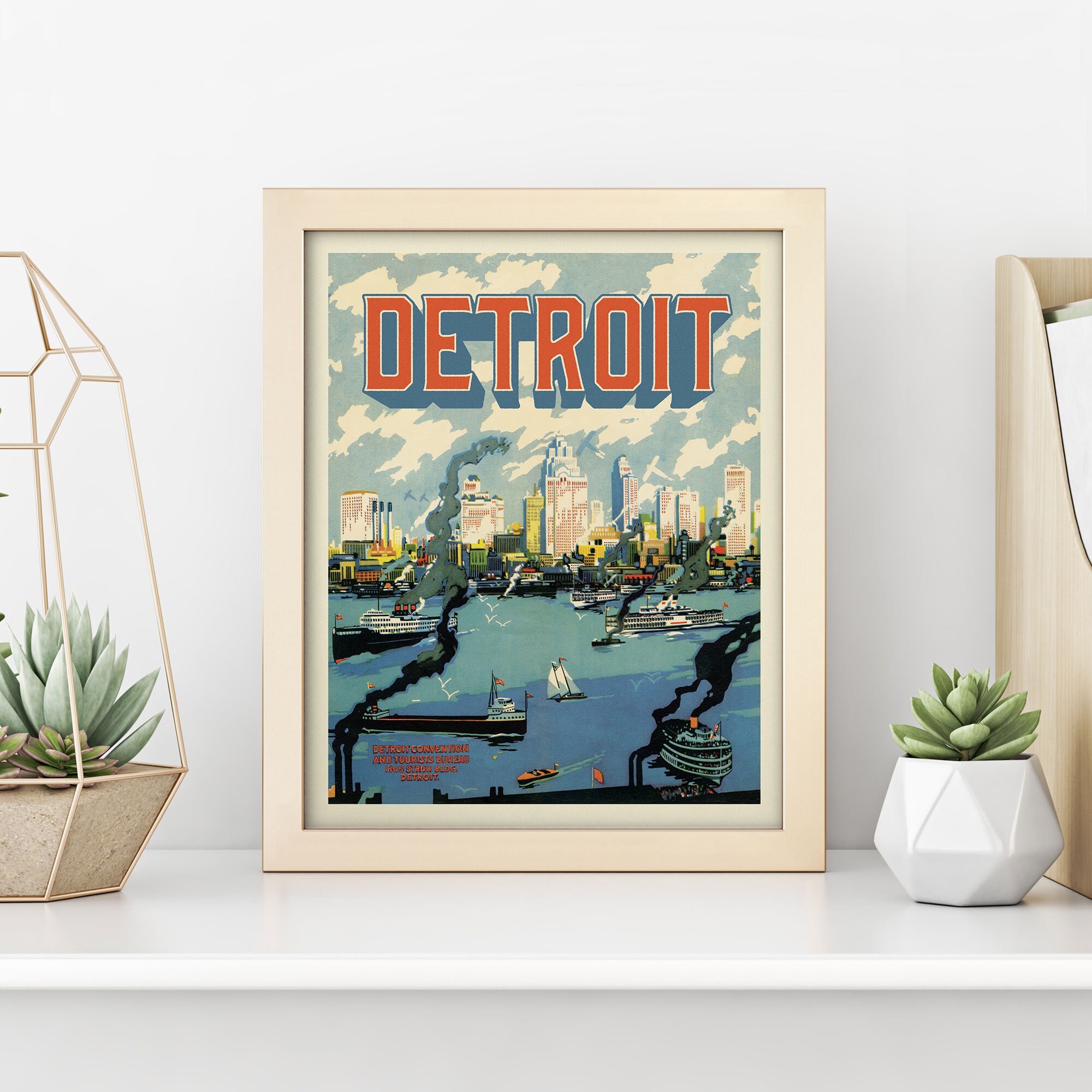 Vintage Detroit Travel Poster Detroit print 5 Sizes | Etsy