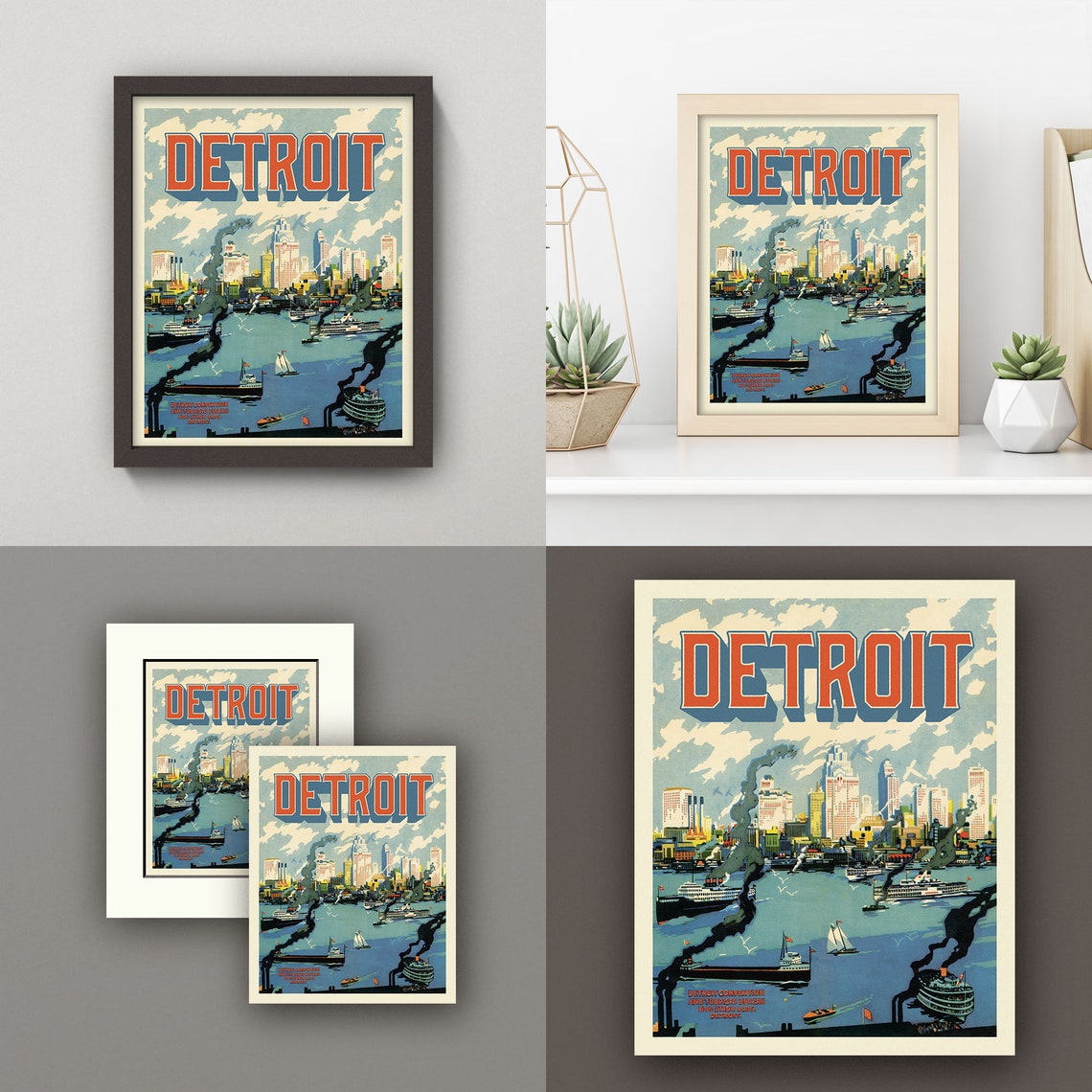 Vintage Detroit Travel Poster Detroit Print 5 Sizes - Etsy
