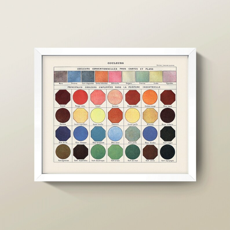 Vintage French Color Chart Antique Color Chart 4 Sizes | Etsy
