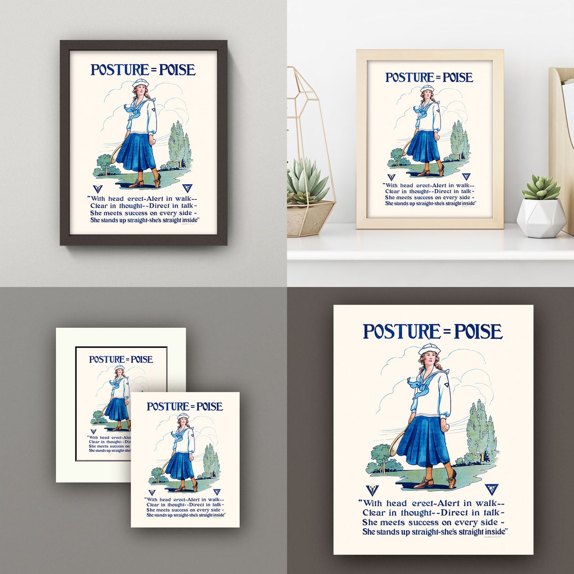 Posture Poise Print • Correct Posture • 8X10 Print • Vintage Health ...
