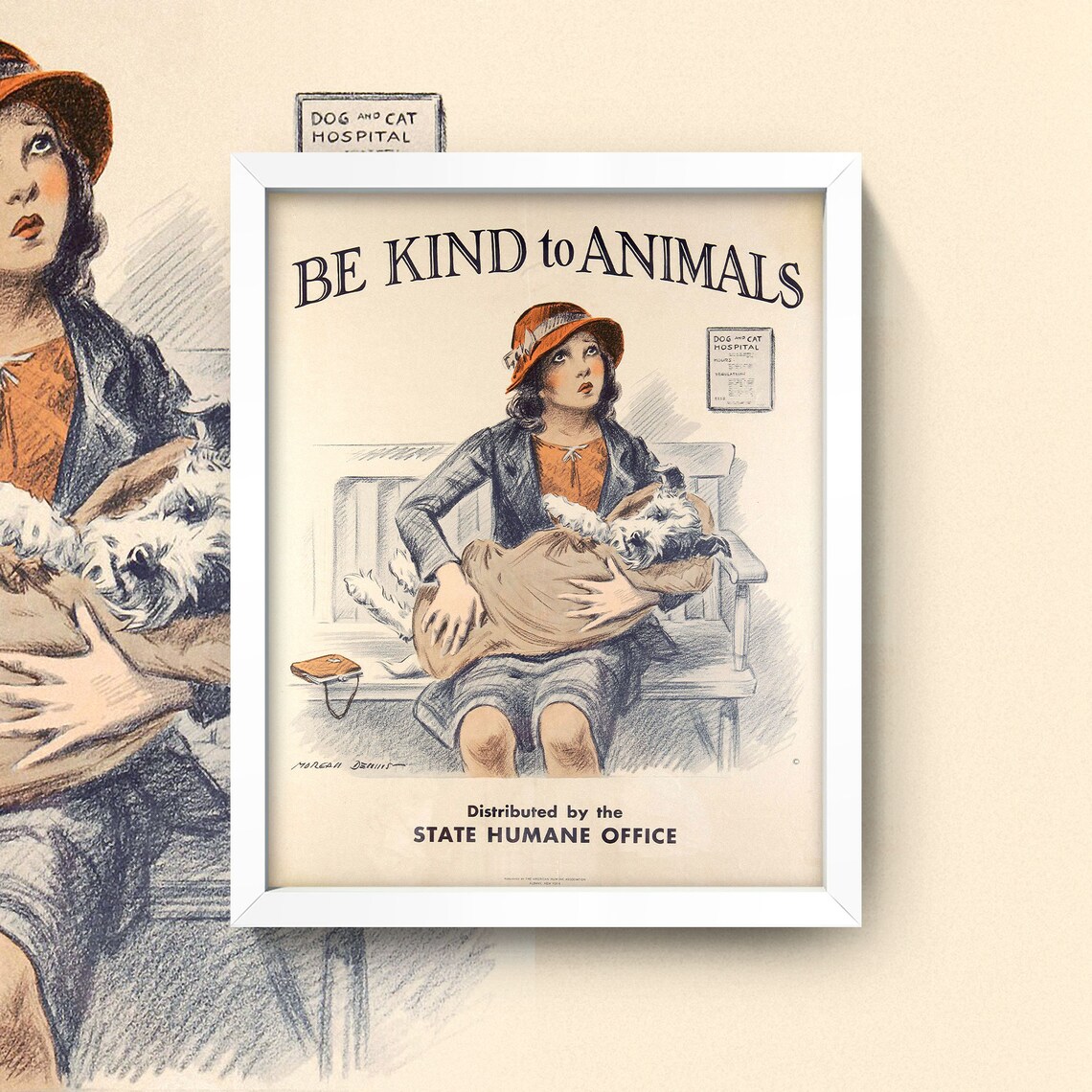 Be Kind to Animals Print • Vintage Dog Wall Art • 8X10 Print • Antique ...