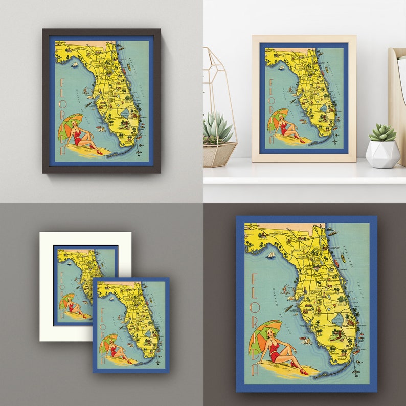 Vintage Florida Print Retro Florida Poster 4 Sizes - Etsy