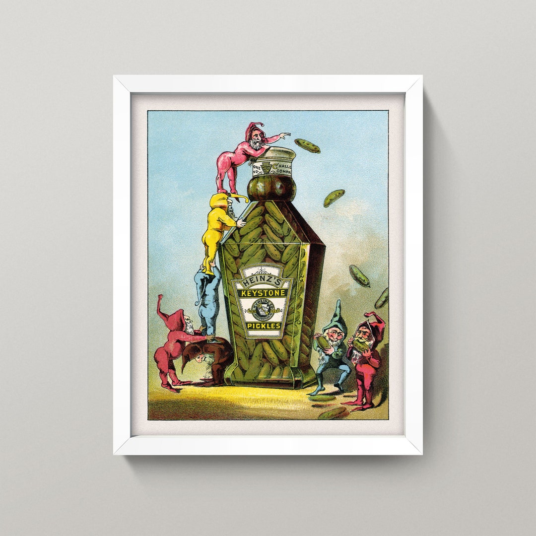 Vintage Heinz Pickle Ad Print • Mischievous Gnome Poster • Fantasy ...
