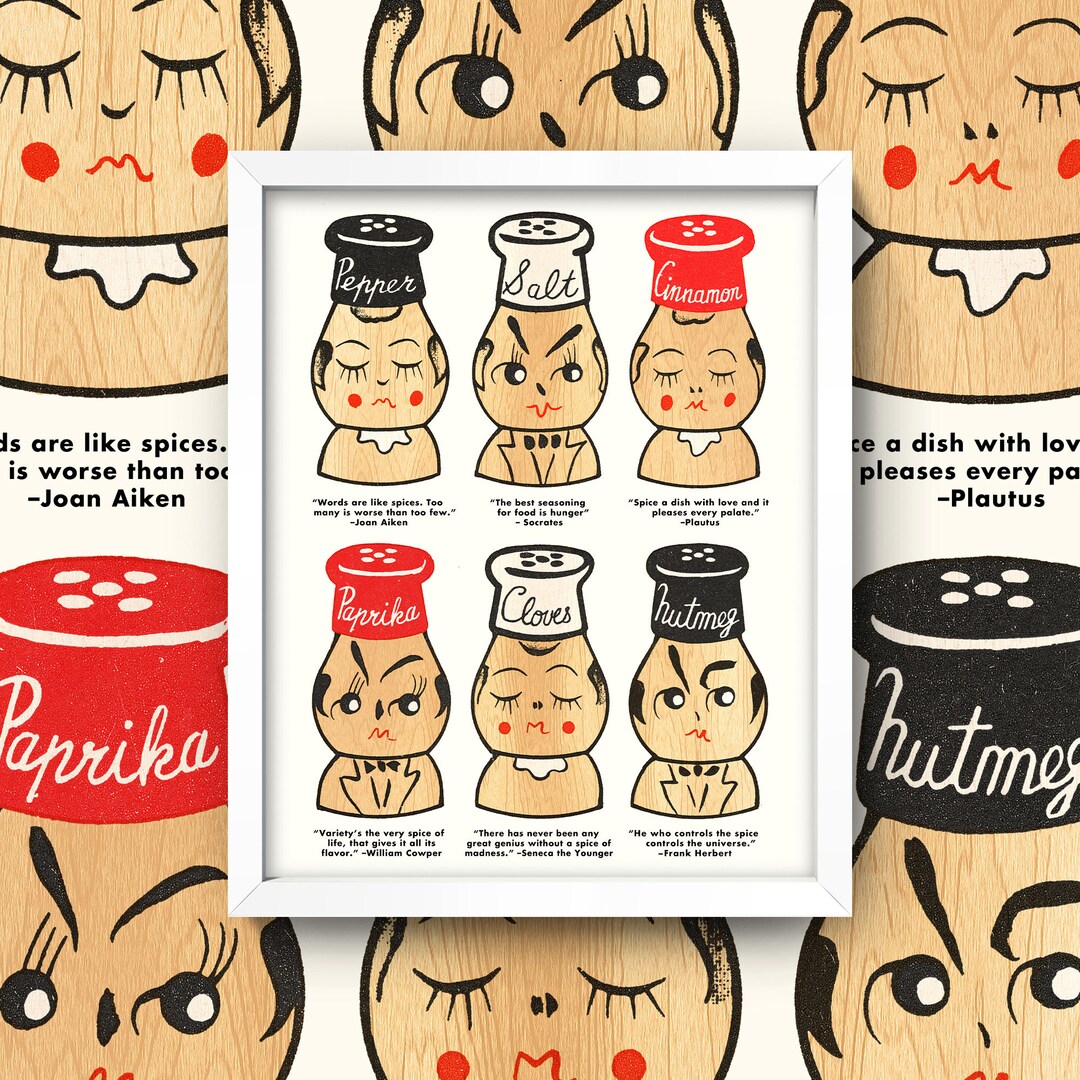 Vintage Spice Rack Kitchen Print • Antique Spices Print • Kitchen ...