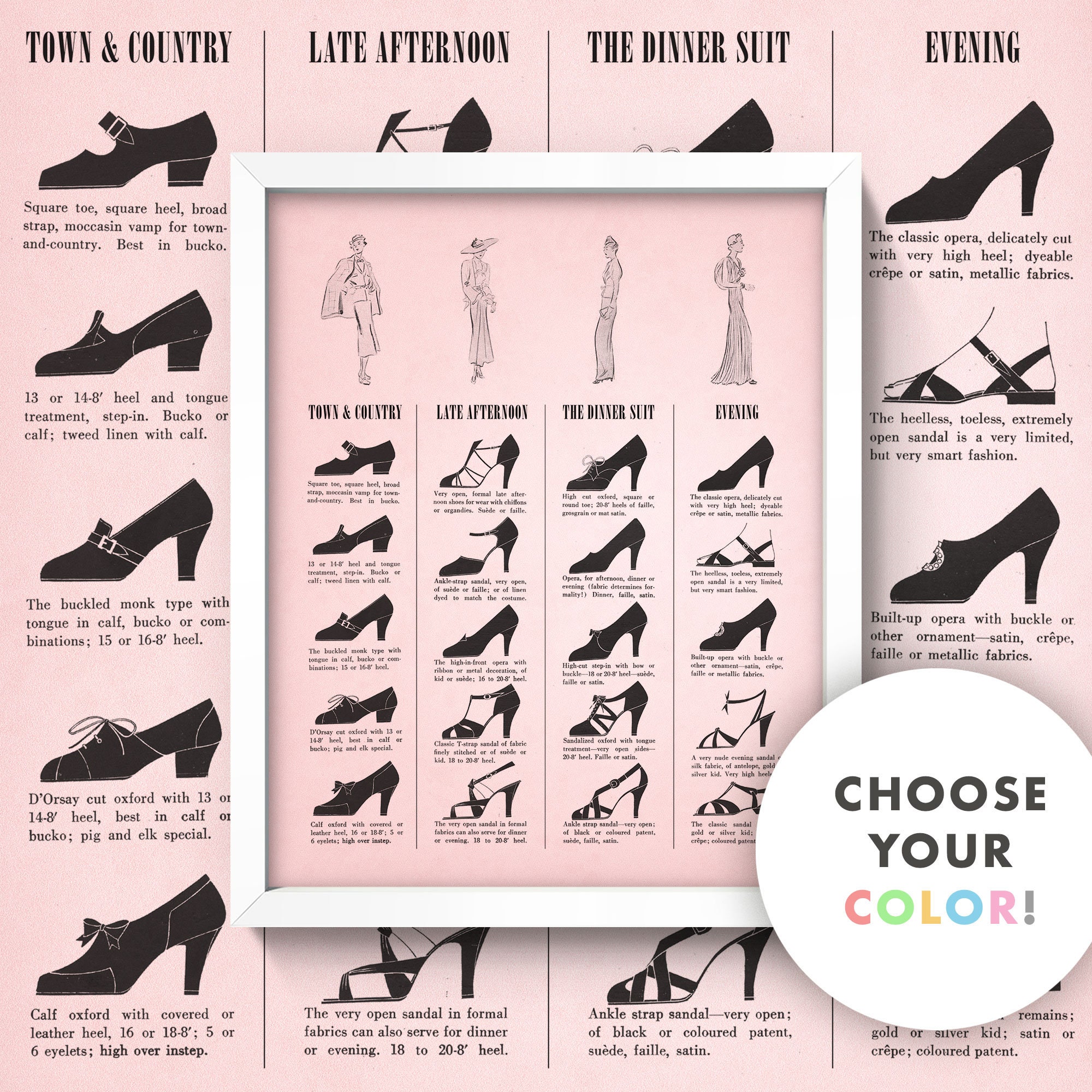 Shoe Print Vintage Guide to Shoes Art 4 Sizes Antique - Etsy UK