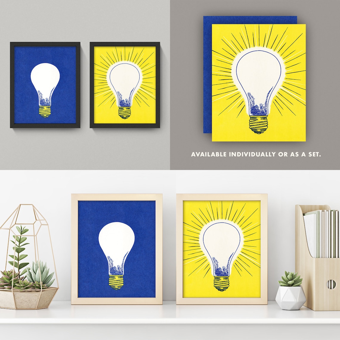 Pop Art Light Bulbs Set of 2 8X10 Prints Tune in Turn on | Etsy