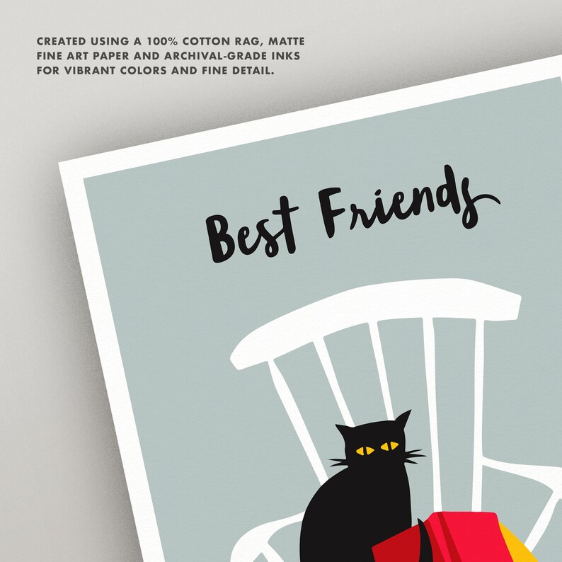 Cat and Book Wall Art • Best Friends • 8x10 Print • High Quality Giclee ...