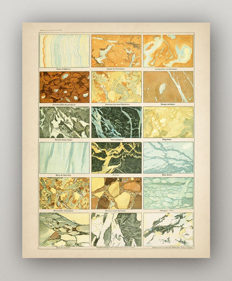 Marble Print Vintage Marble Varieties Diagram 8X10 Print - Etsy