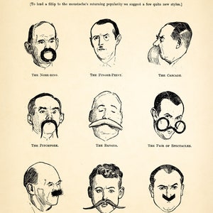 Mustache Print • Vintage Mustache Type Chart • 3 Sizes! • Choose Your ...