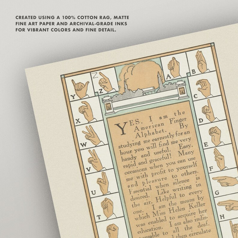 Sign Language Print Gorgeous Antique Sign Language Chart - Etsy