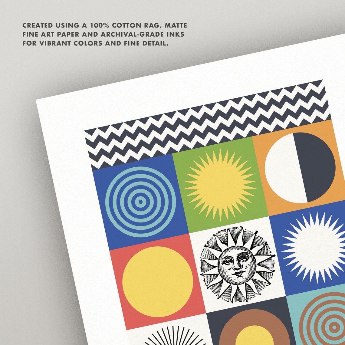 Sun Pattern Print Geometric Sun Pop Art 8X10 Print Retro | Etsy