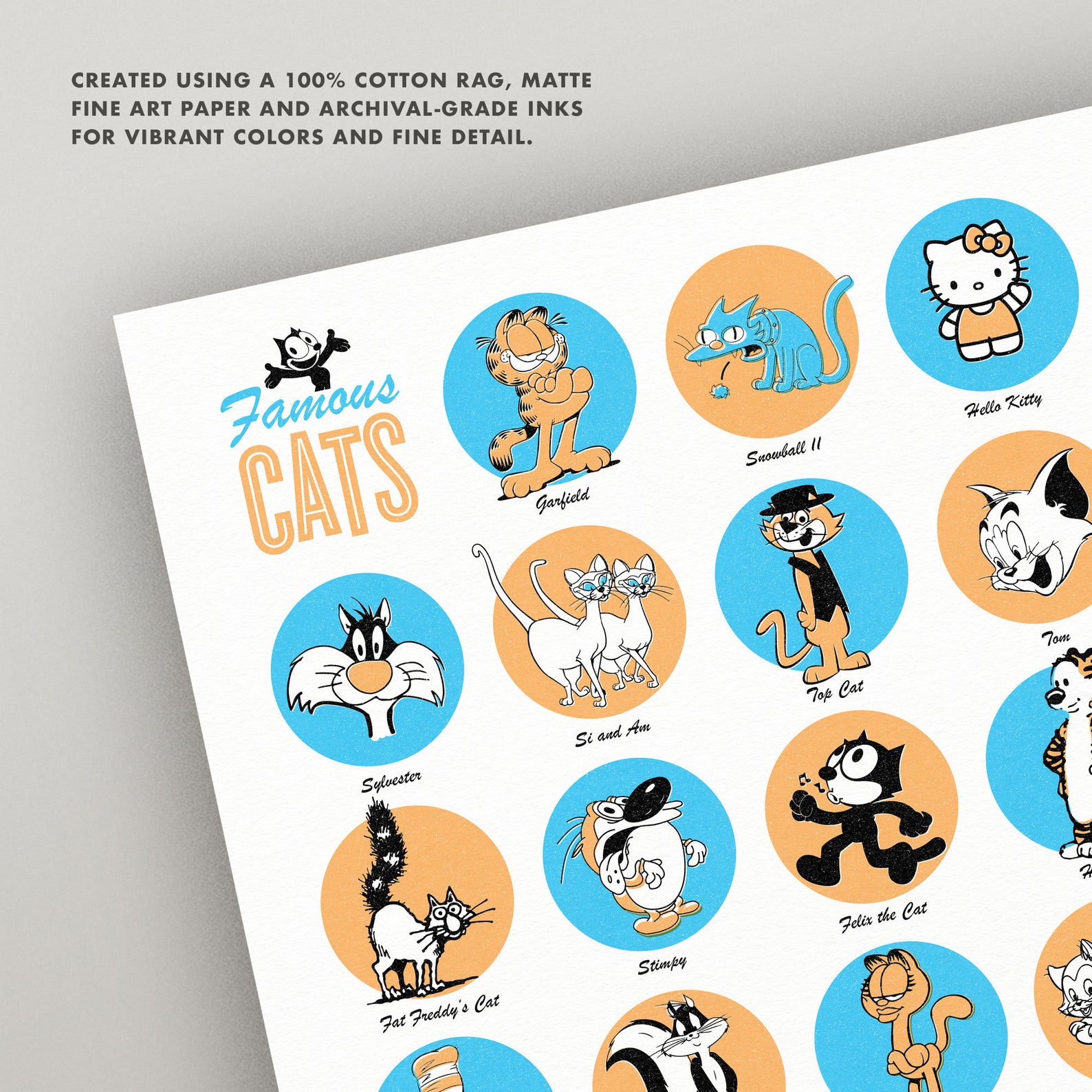 Famous Cats Print Vintage Cartoon Cats 3 Sizes 8X10 | Etsy